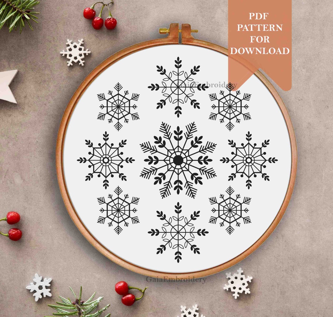 Christmas Embroidery Pattern or KIT Xmas Snowflake Hand Embroidery Pdf ...