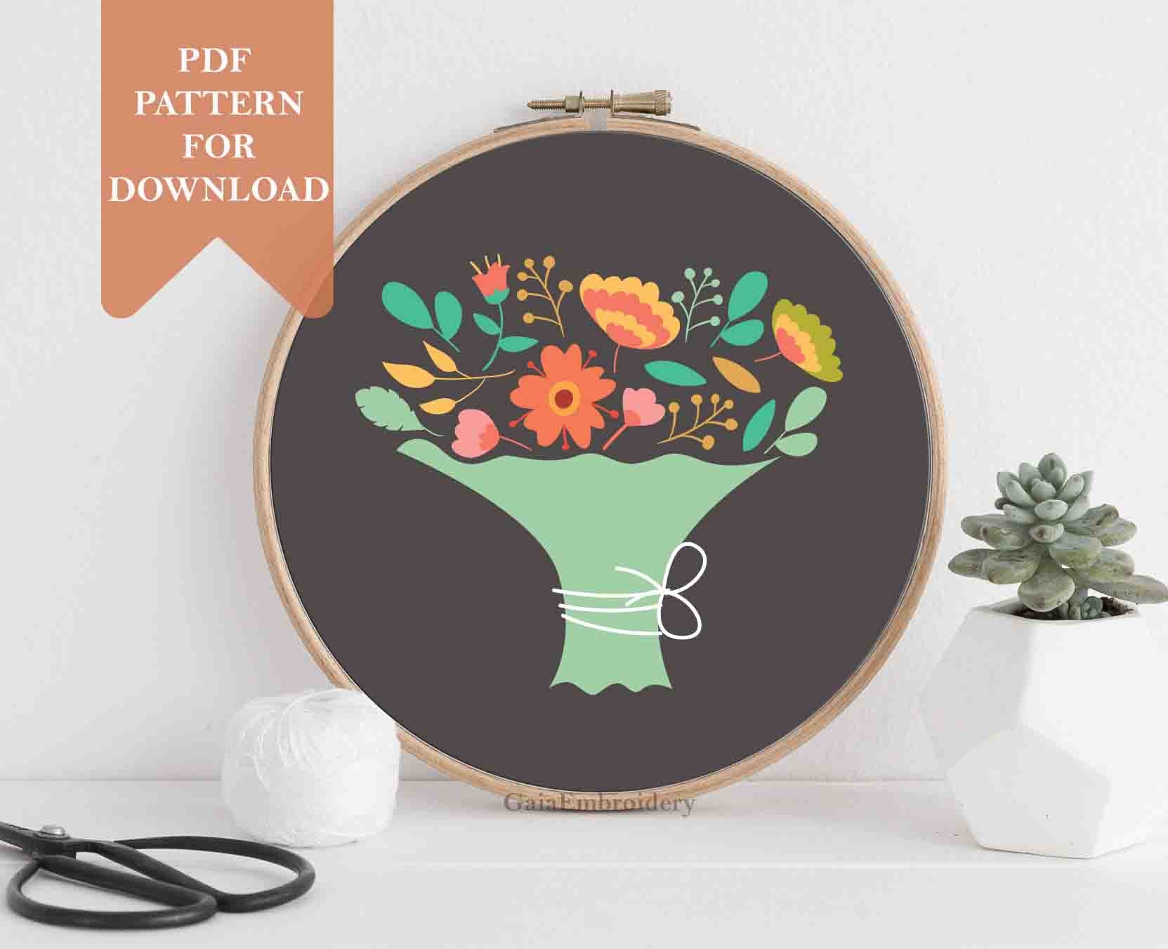 Flower Embroidery Pattern Pdf Instant Download Hand Embroidery - Etsy