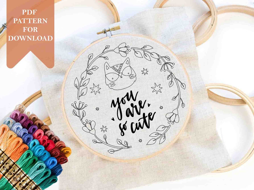 Cute Cat Embroidery Pattern Pdf for Instant Download Template DIY ...