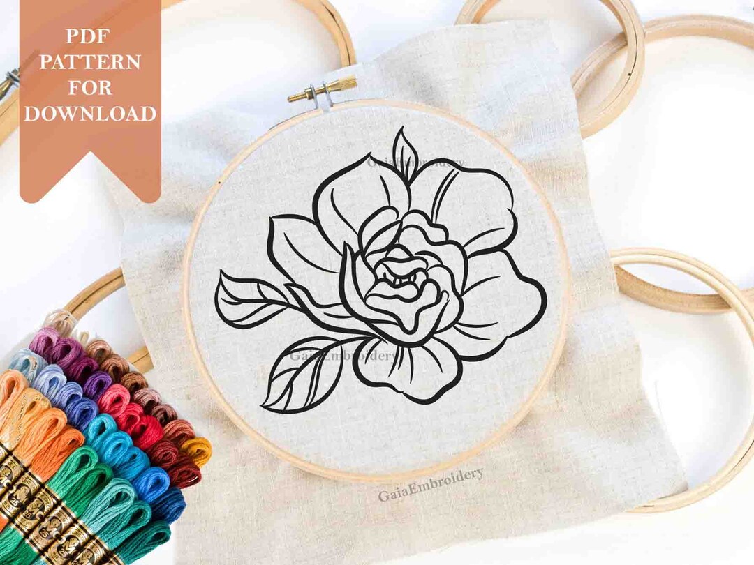 Peony Embroidery Pdf Pattern for Instant Download Floral Hoop Art Line ...