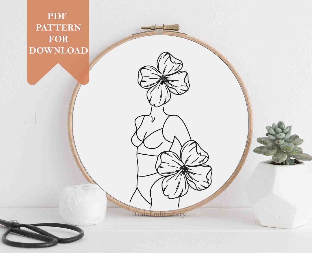 Woman Body Embroidery Design Womanhood Floral Embroidery Pattern Woman ...