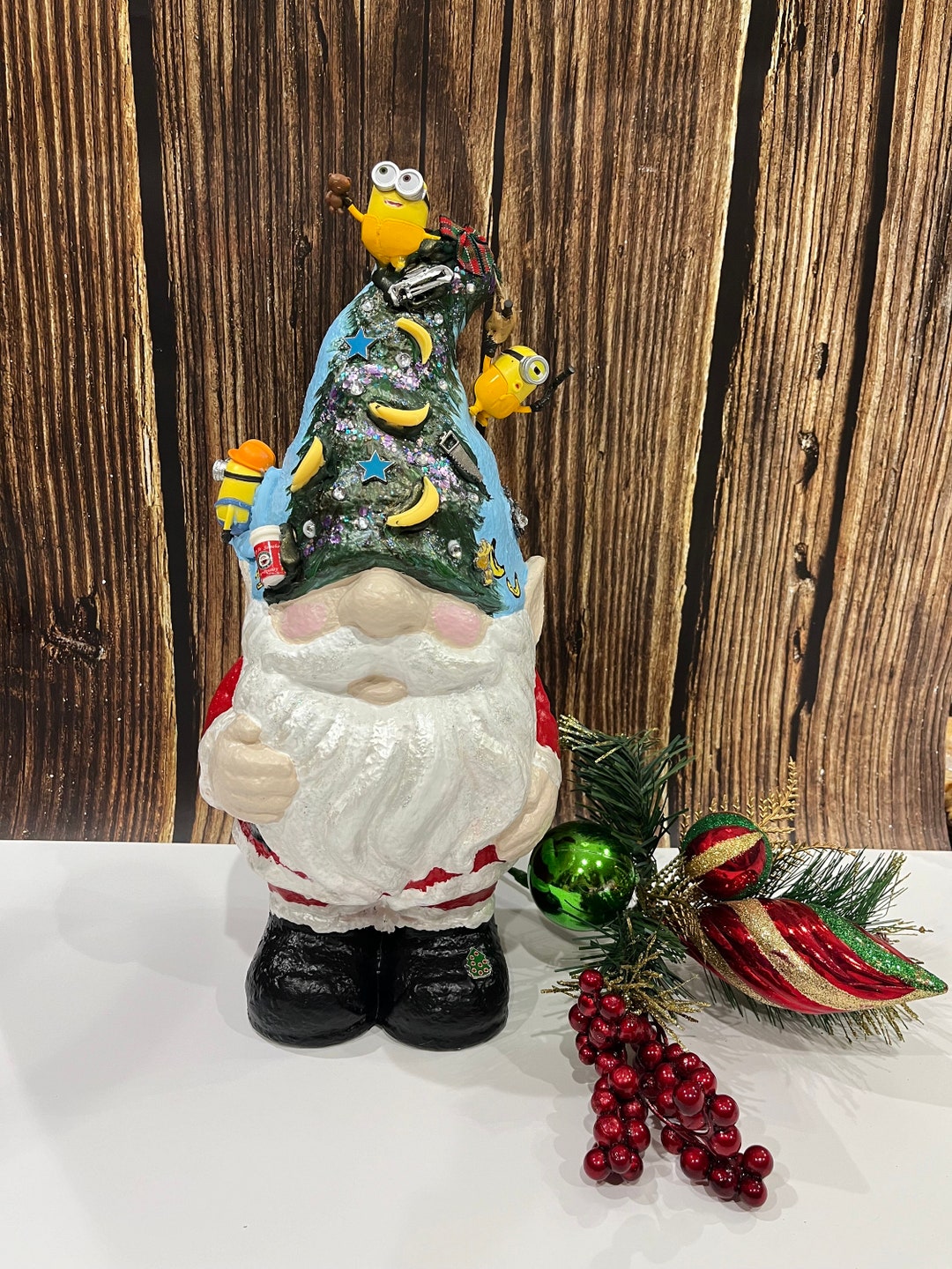 Minions Christmas Garden Gnome Statue - Etsy