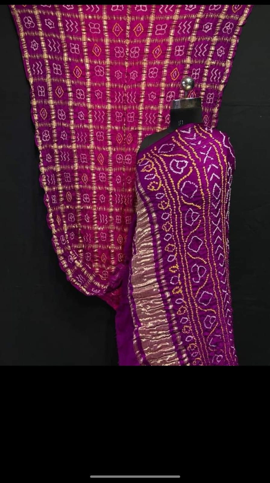 100% Pure Double Color Chex Bandhani Wedding Saree on Silk Fabric for ...