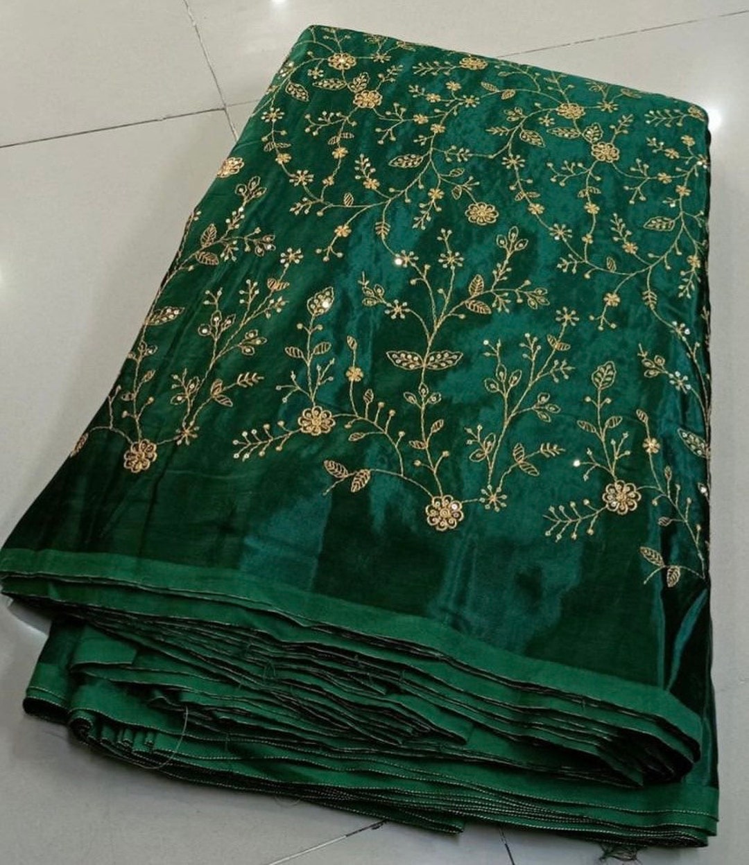 Floral Embroidered Pure Viscose Gaji Silk Fabric for Blouse Lehenga - Etsy