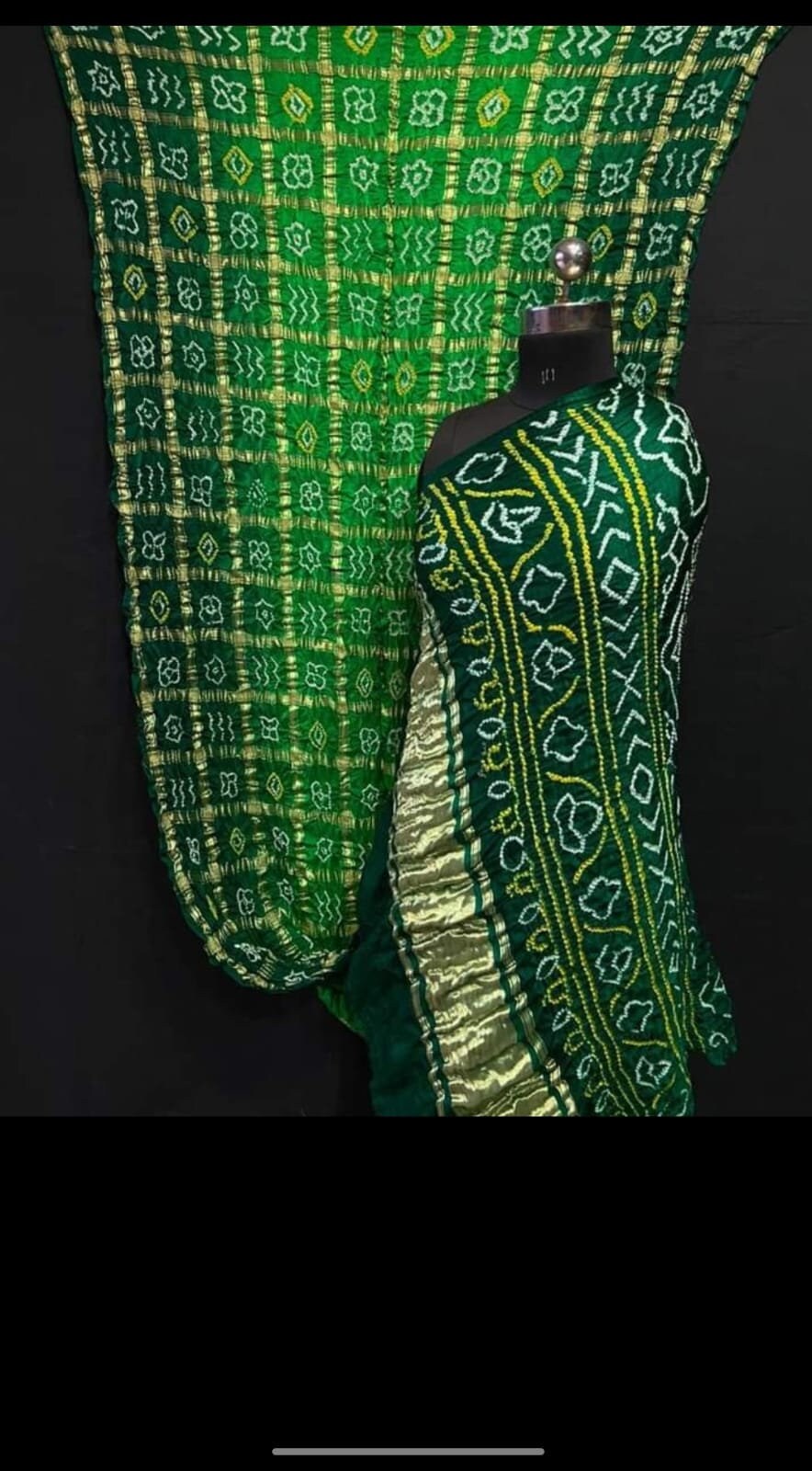 100% Pure Double Color Chex Bandhani Wedding Saree on Silk Fabric for ...