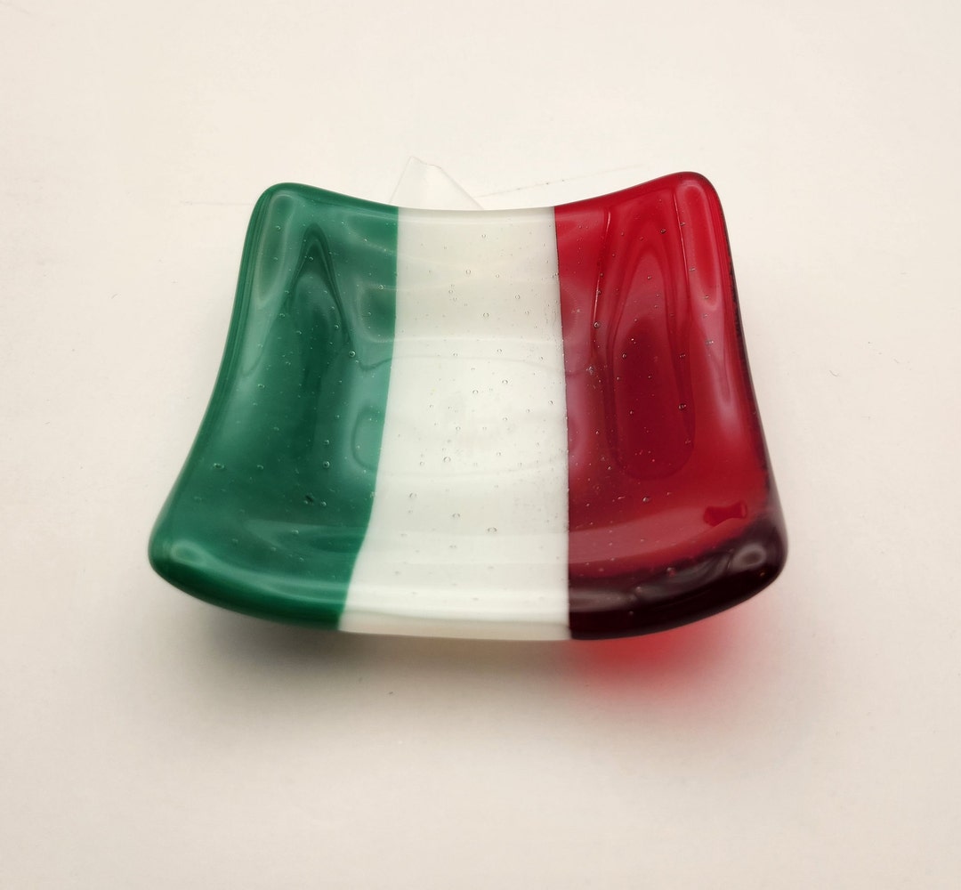 Italian Flag Fused Glass Trinket Dish; Handmade Brightly Colored Glass ...