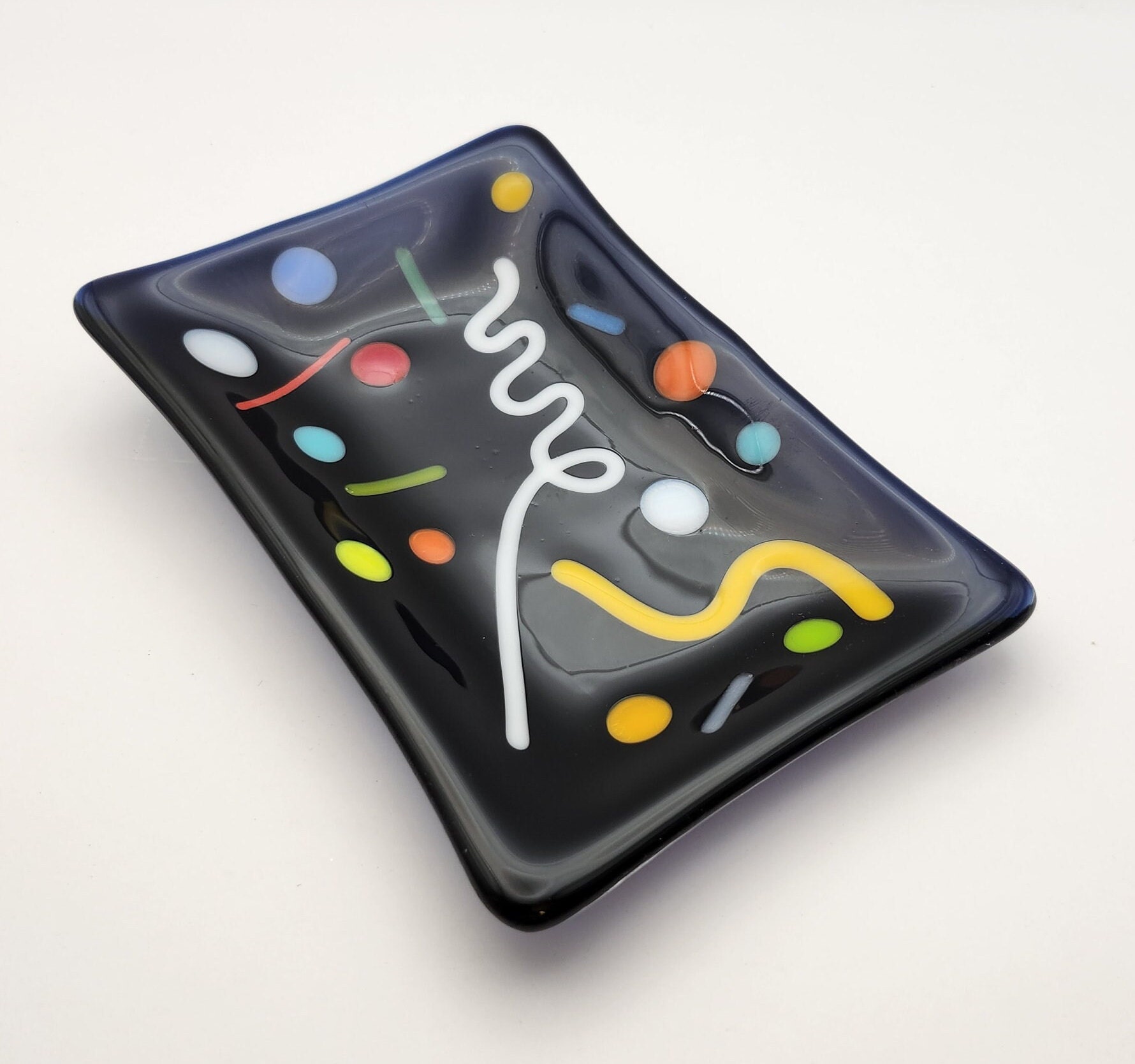 Confetti Black Fused Glass Dish - Etsy