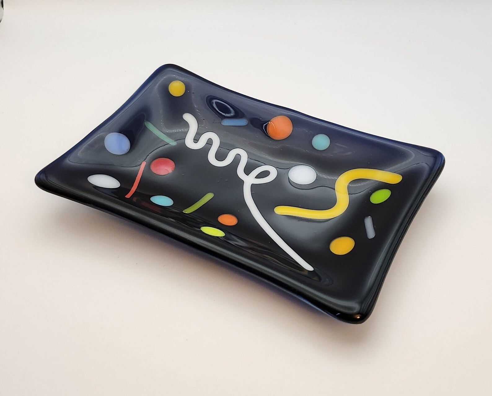 Confetti Black Fused Glass Dish - Etsy