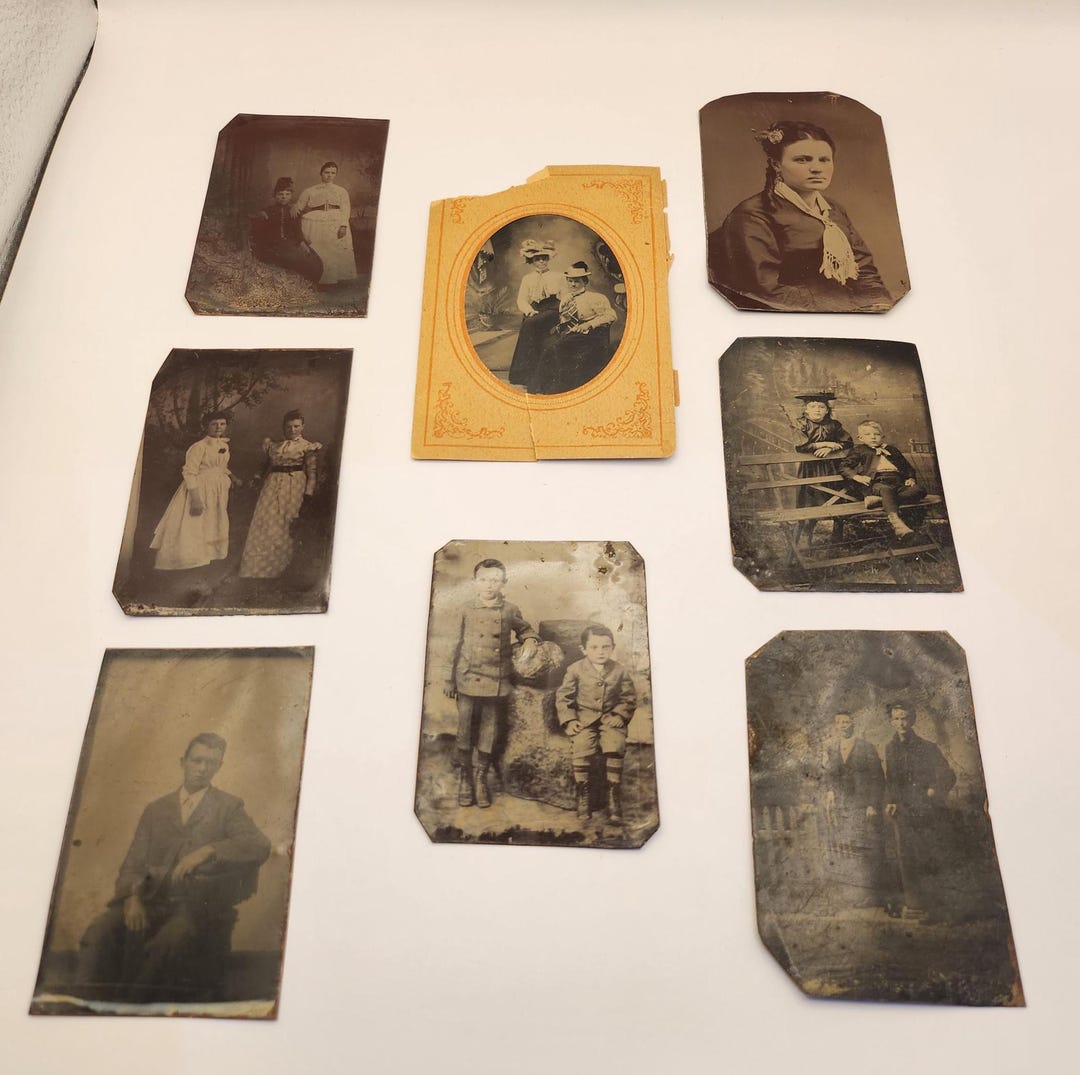 8 Vintage Tintype Photographs From 1870s or 1880s. Set Includes Photos ...