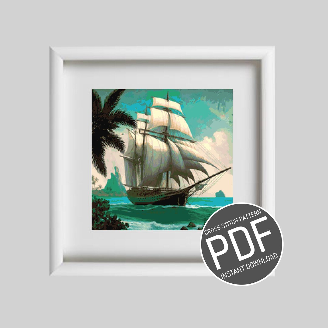 Cross Stitch Pattern Tropical Boat / Cross Stitch Pattern Boat in the ...