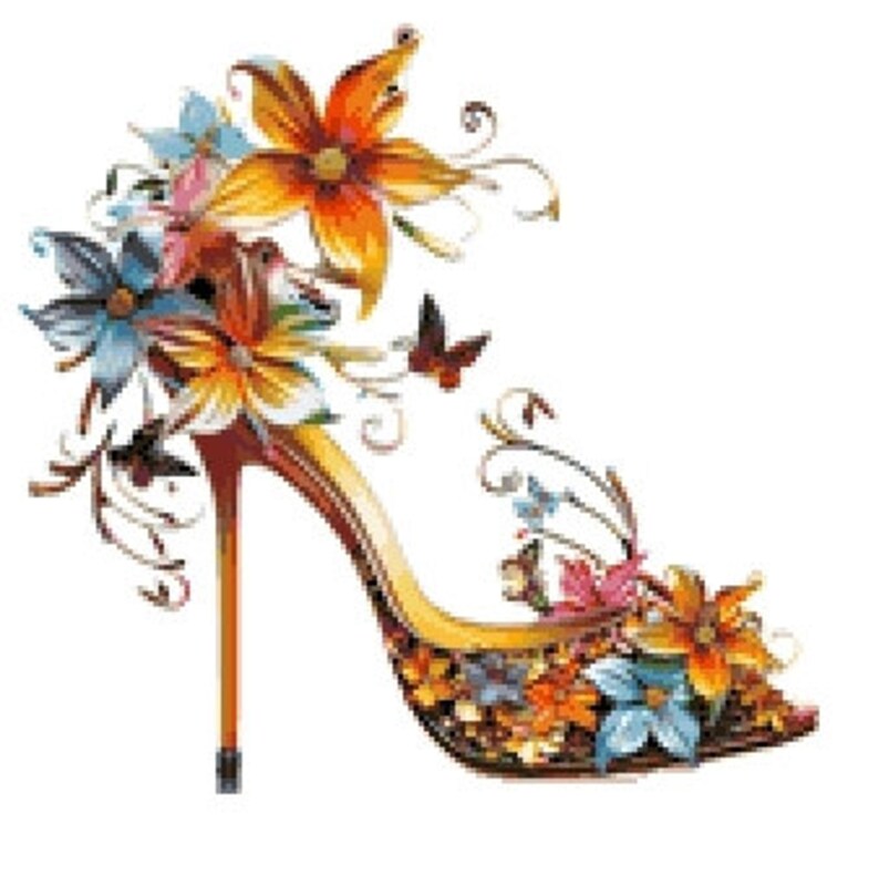 Cross Stitch Pattern: High Heel Flower 2 / Cross Stitch Pattern Talon ...