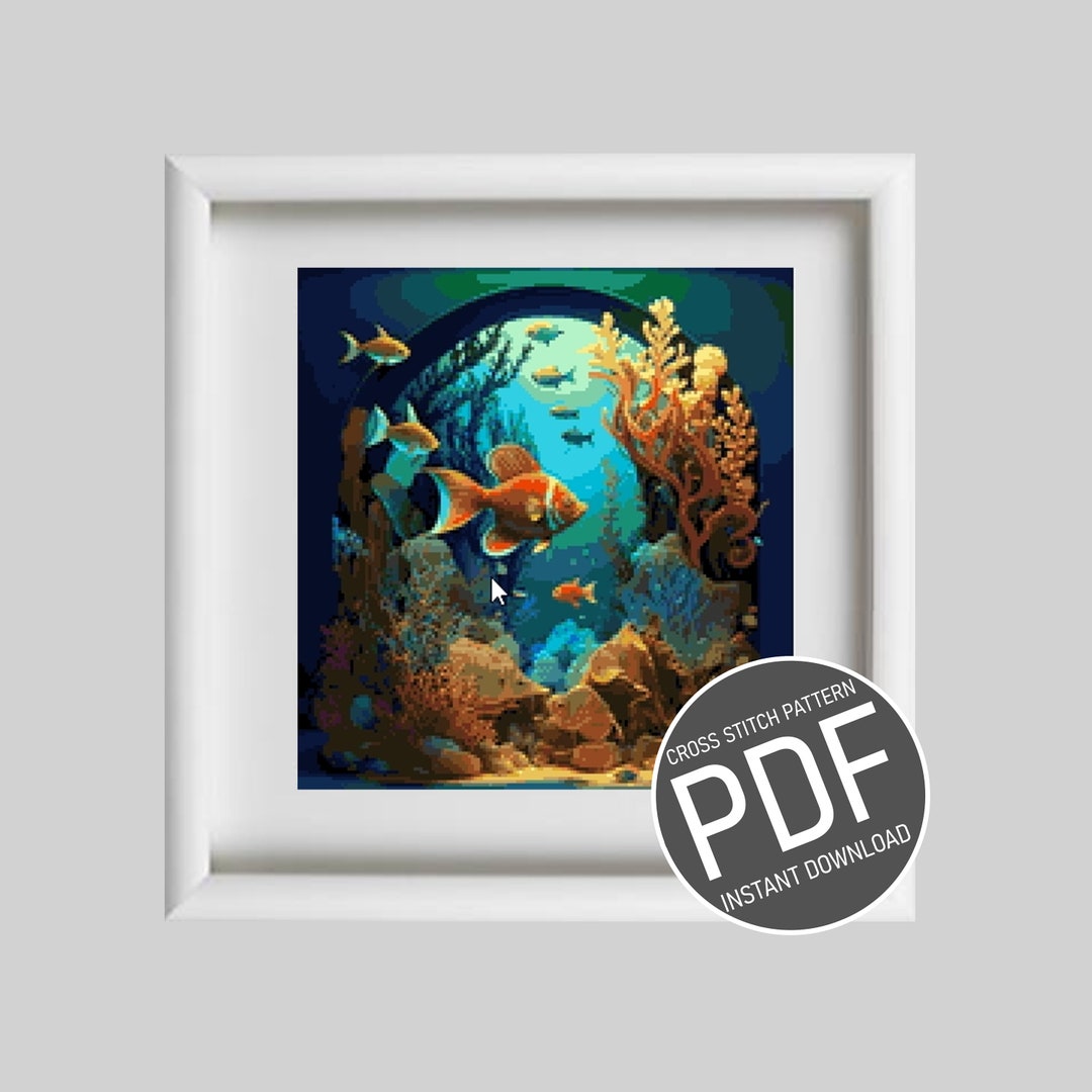 Cross Stitch Pattern Aquarium and Fishes / Cross Stitch Pattern ...