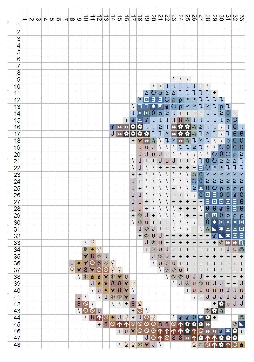 Cross Stitch Pattern Little Blue Bird / Cross Stitch Pattern Little ...