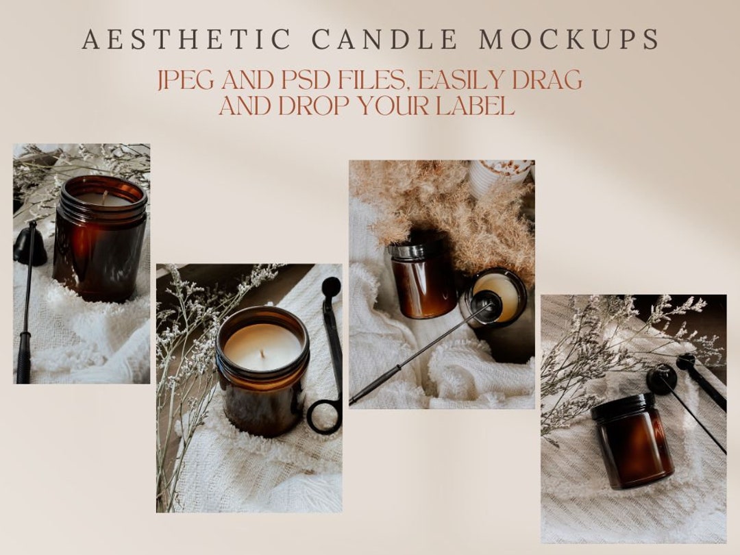 BUNDLE Candle Mockup Templates, Amber Glass Jar Mockups, Candle ...