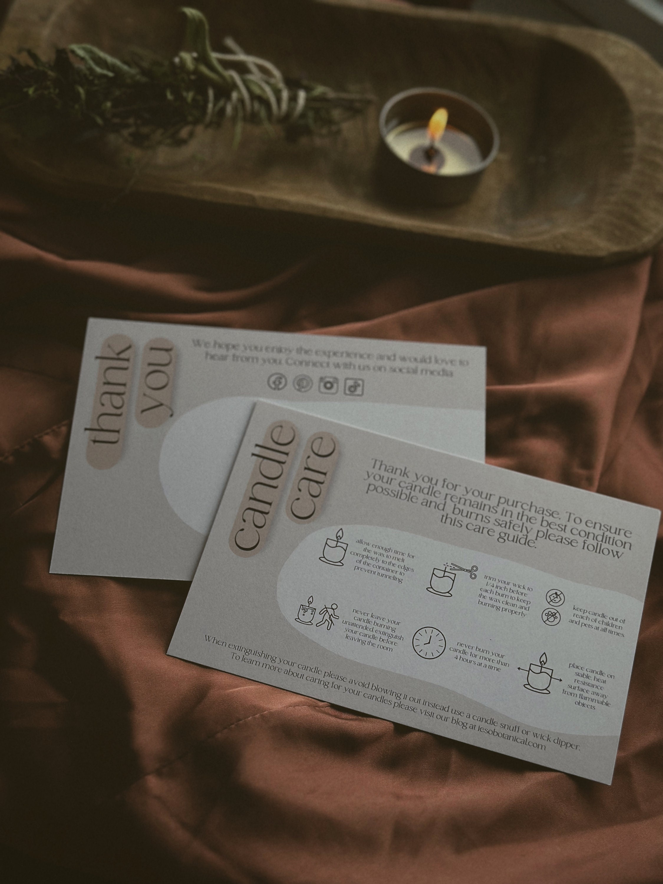 Classic Candle Care Card Template, Printable Candle Safety Instructions ...