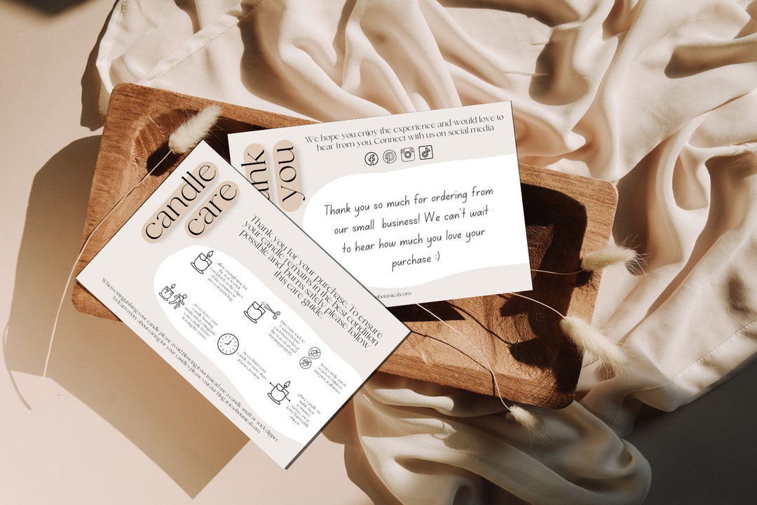 Classic Candle Care Card Template, Printable Candle Safety Instructions ...