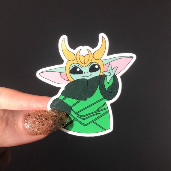 Grogu Crossover With Marvel's Loki Sticker Disney Marvel | Etsy