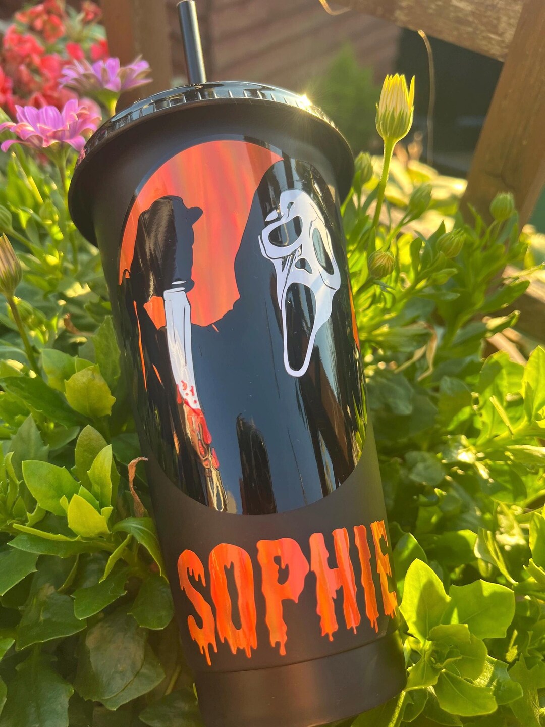 Personalised Scream Ghostface Halloween Chrome Tumbler Boo Basket Gift ...