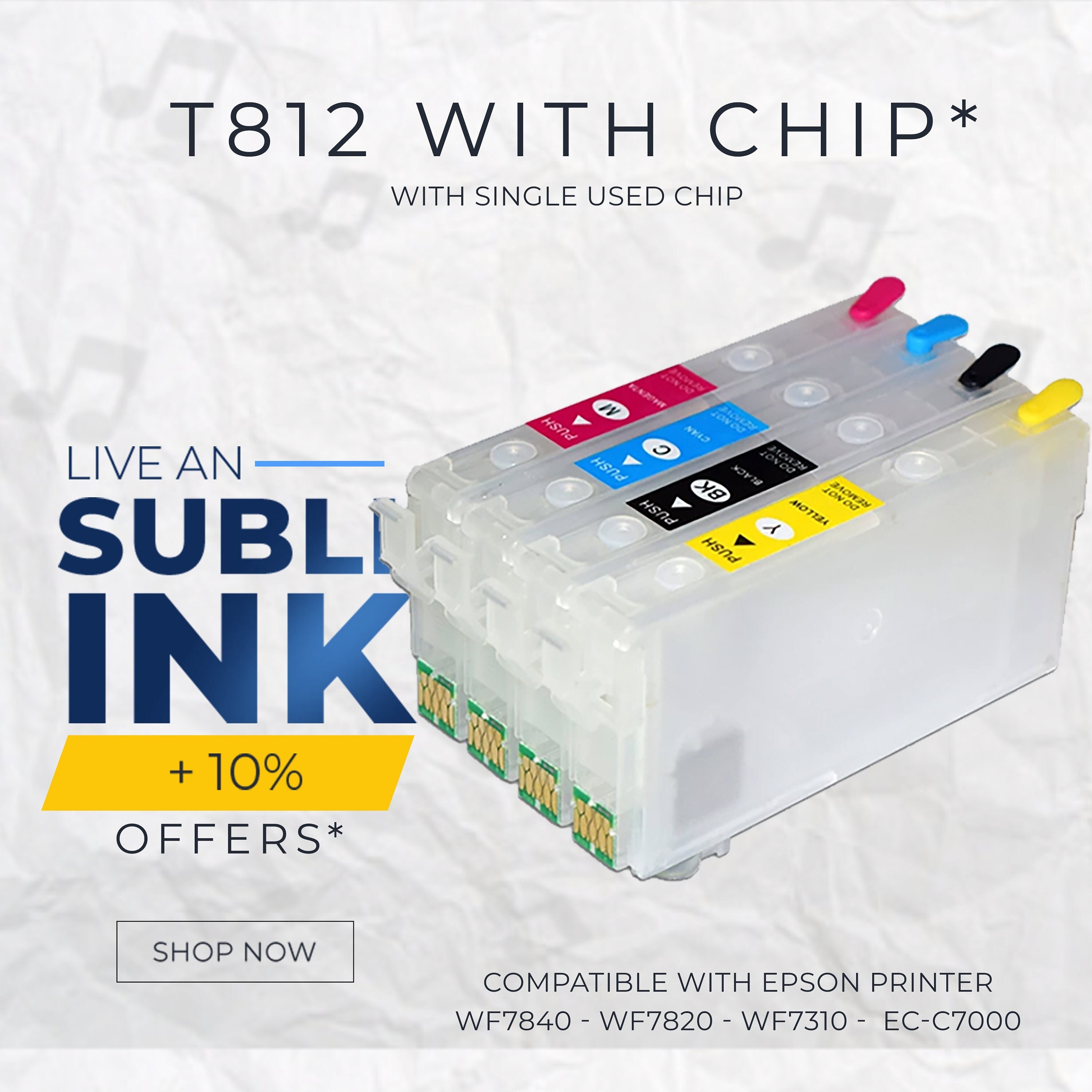 4pk 812 812xl Refillable Ink Cartridge for Workforce Pro WF7840 WF7820 ...