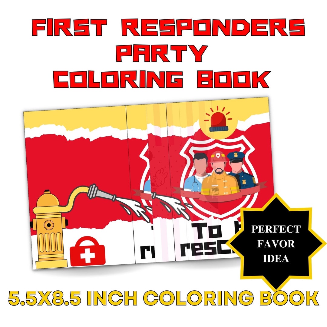 First Responders Birthday Coloring Book Mini Coloring Book Party Favors ...