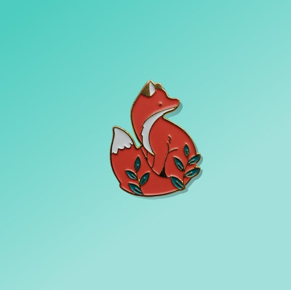 Red Fox Pin Cute Gold Enamel Pin for Backpacks Jackets and - Etsy