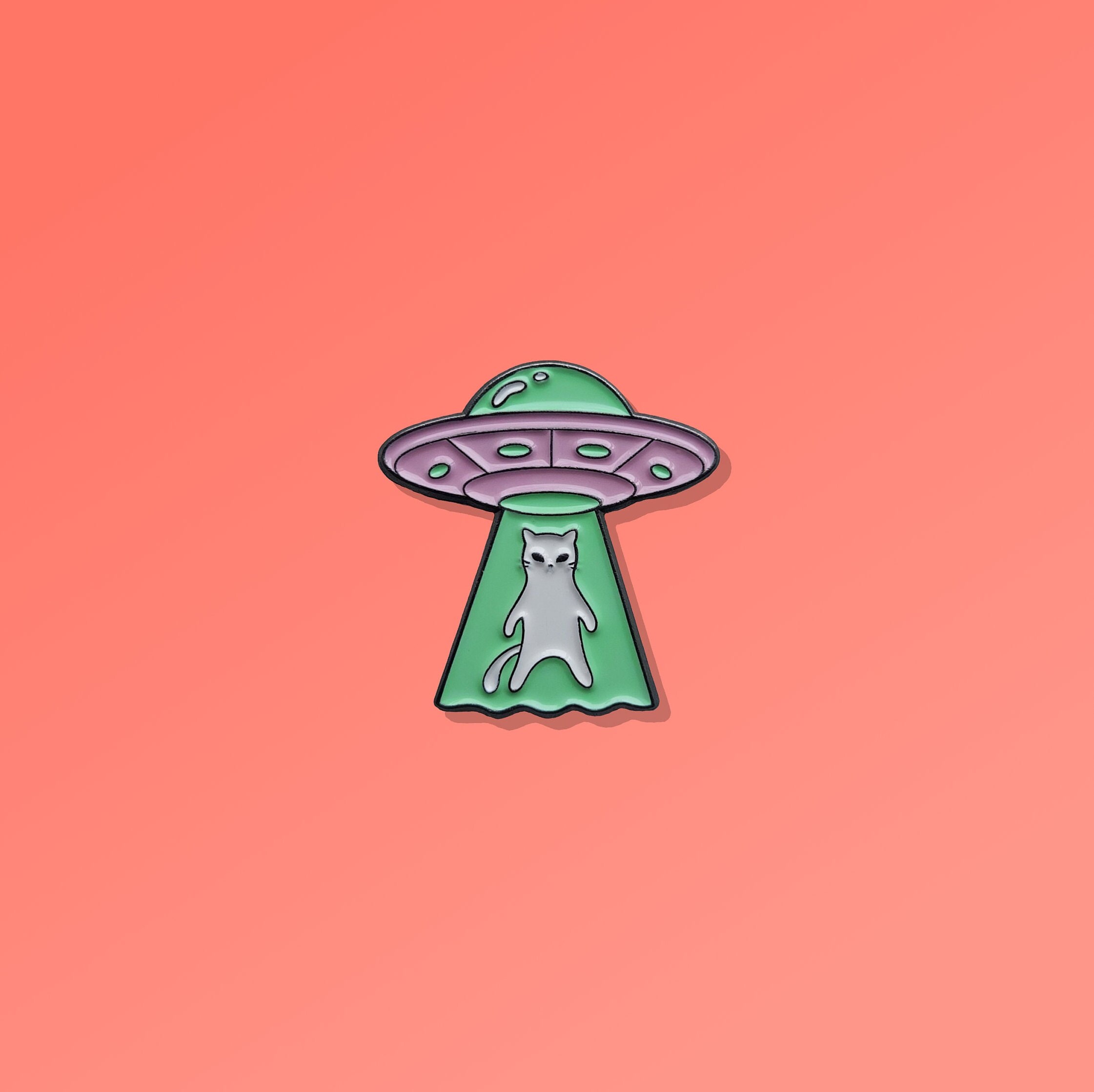 Cat Ufo Pin Alien Cute Black Enamel Pin for Backpacks - Etsy