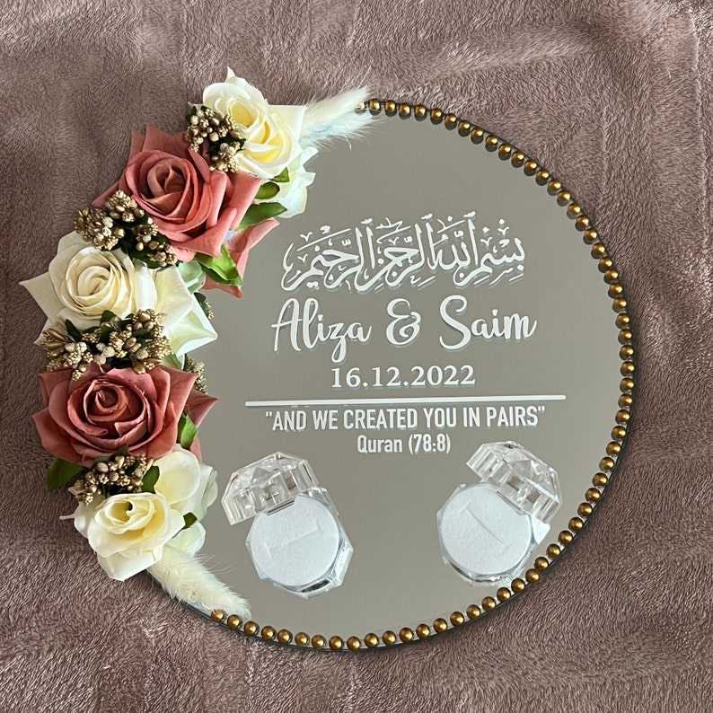 Personalised Luxury Wedding Ring Plate for Nikkah Wedding - Etsy UK