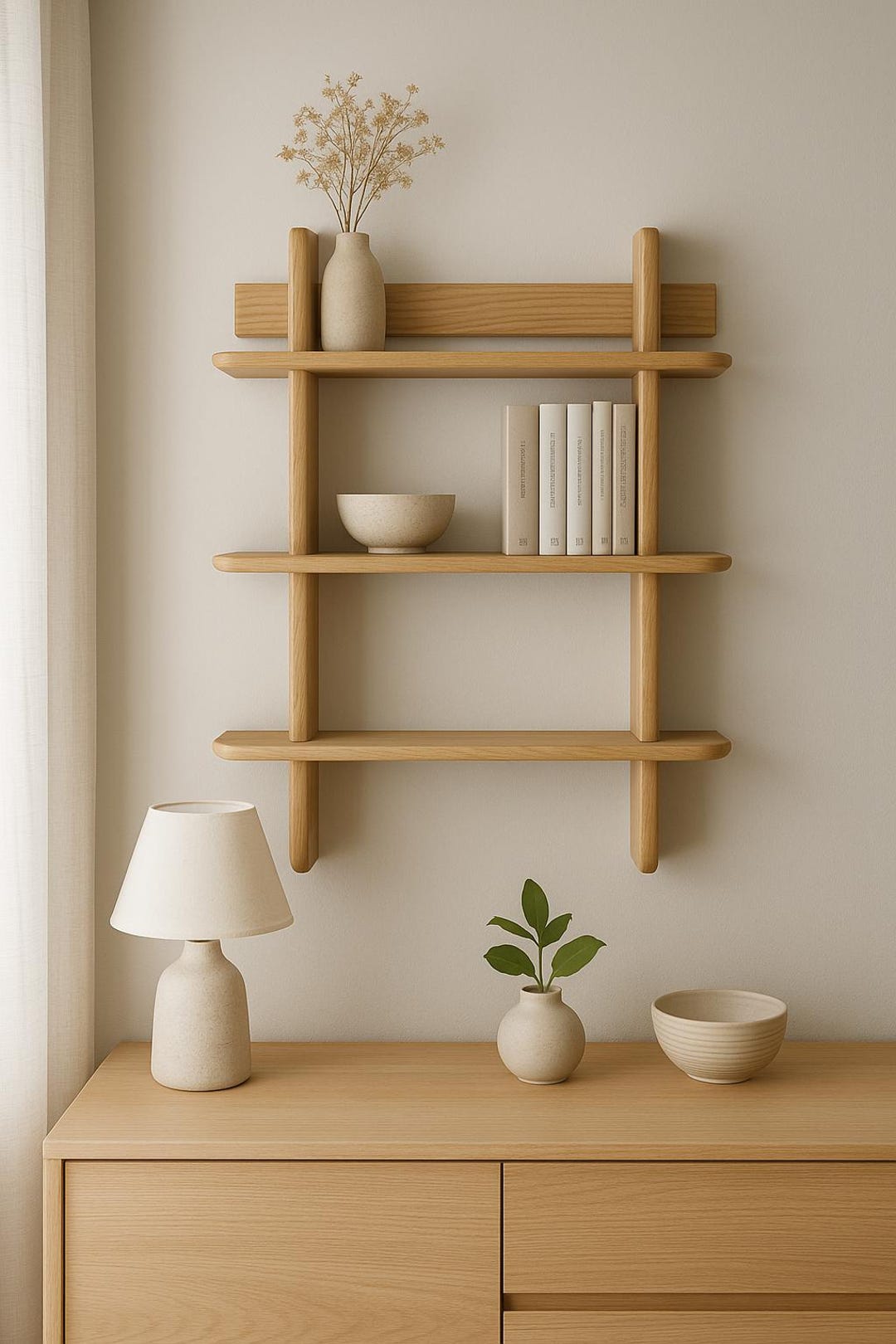 Modular Wooden Wall Shelves: Scandi-inspired Oak Display - Etsy
