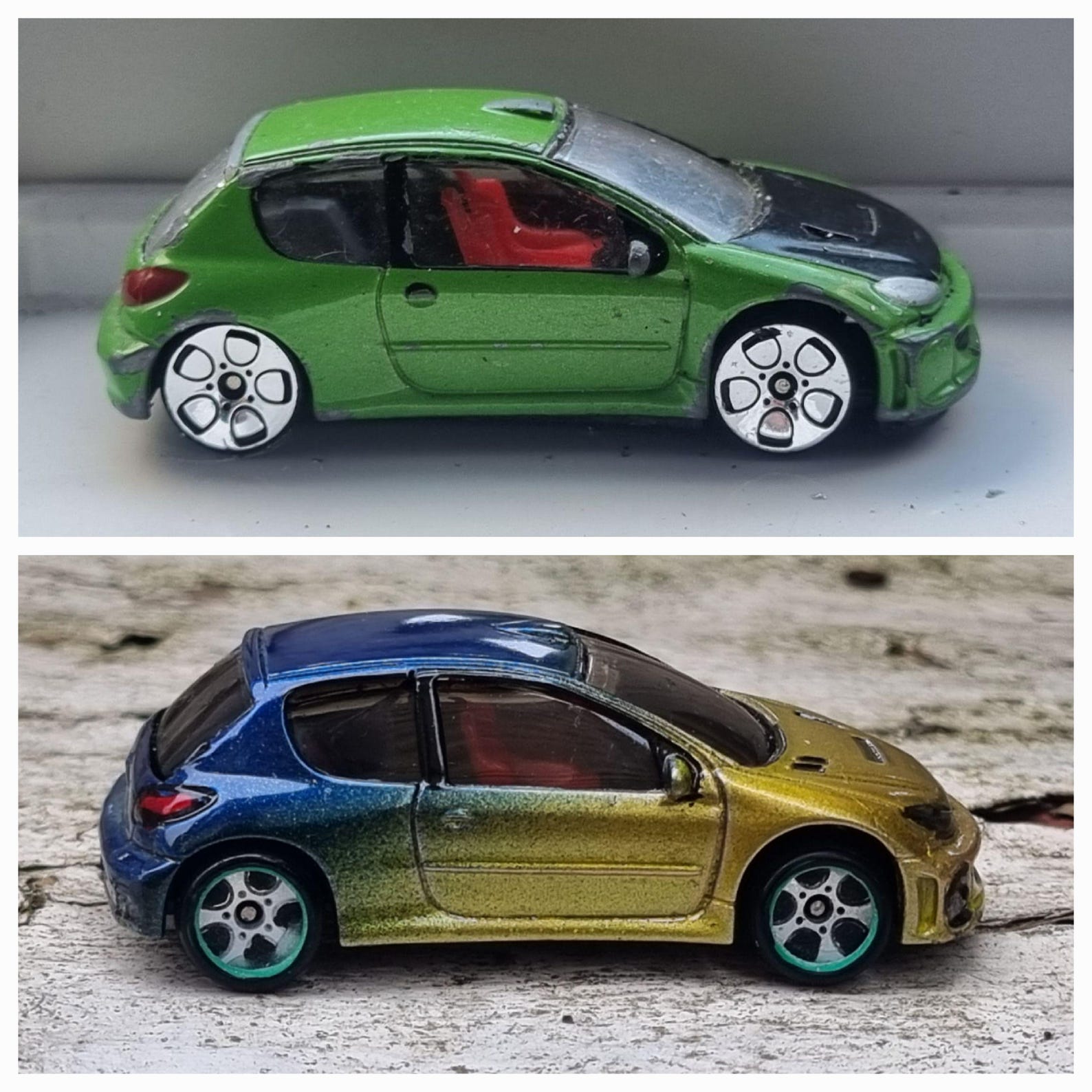 Unique Custom Die-cast Car, 1:64, Peugeot 206 WRC , Blue - Gold Fade ...