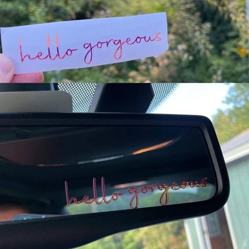 Hello Gorgeous Rearview Mirror Decal, Positive Vibes, Car Sticker ...