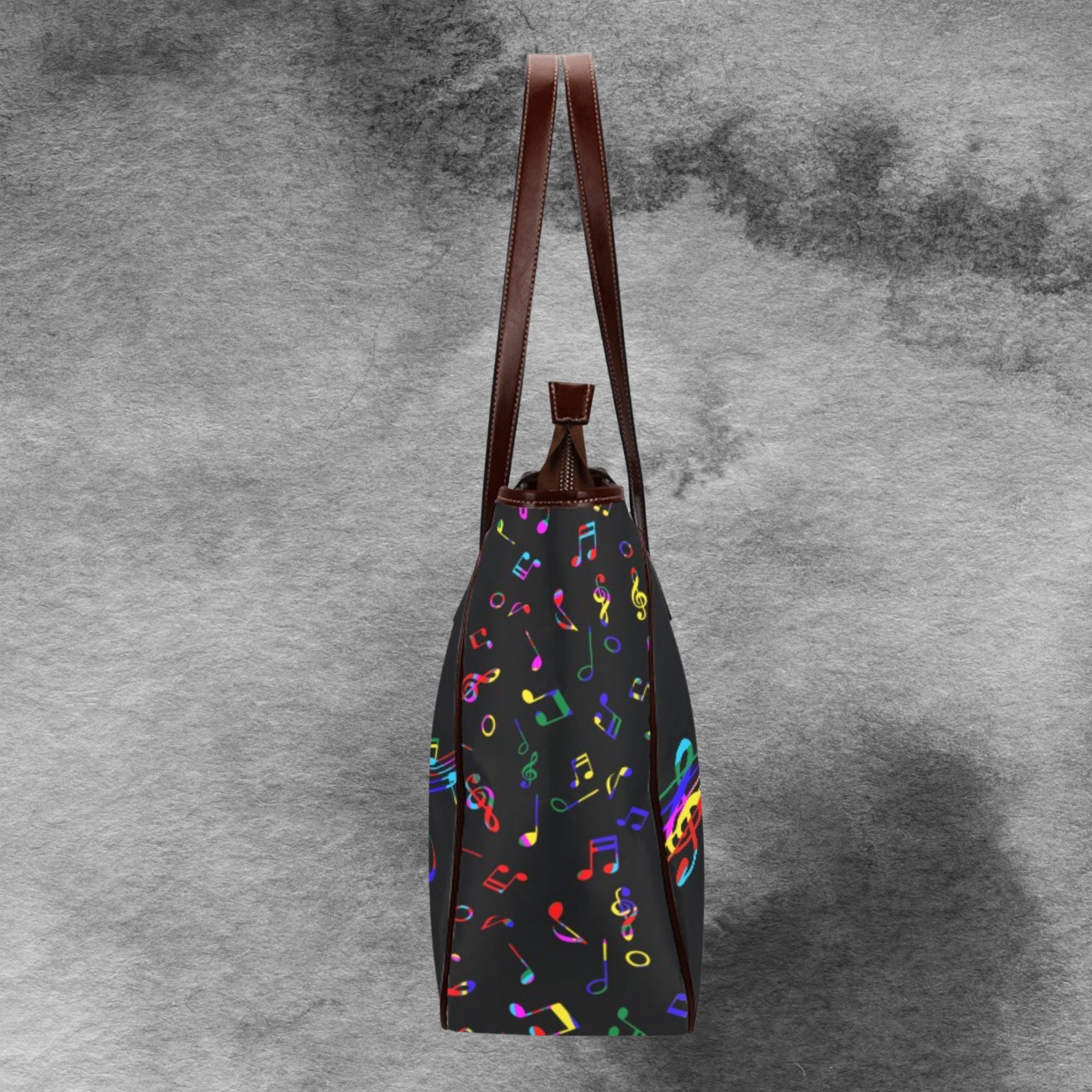 Music themed Large canvas tote bag in black or white, Colorful music ...