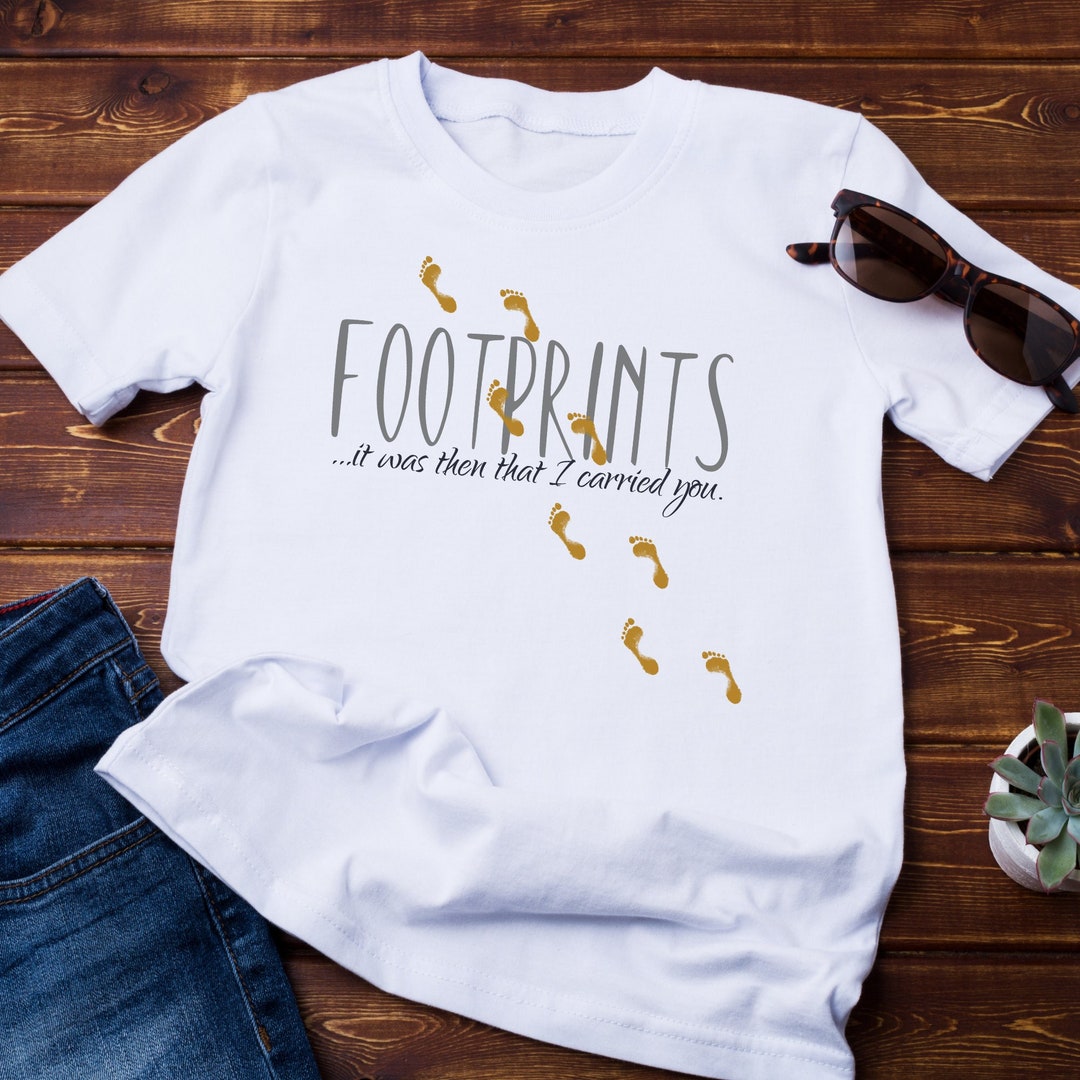 Footprints Poem, Footprints Shirt, Bible Verse Tee, Inspirational Shirt ...