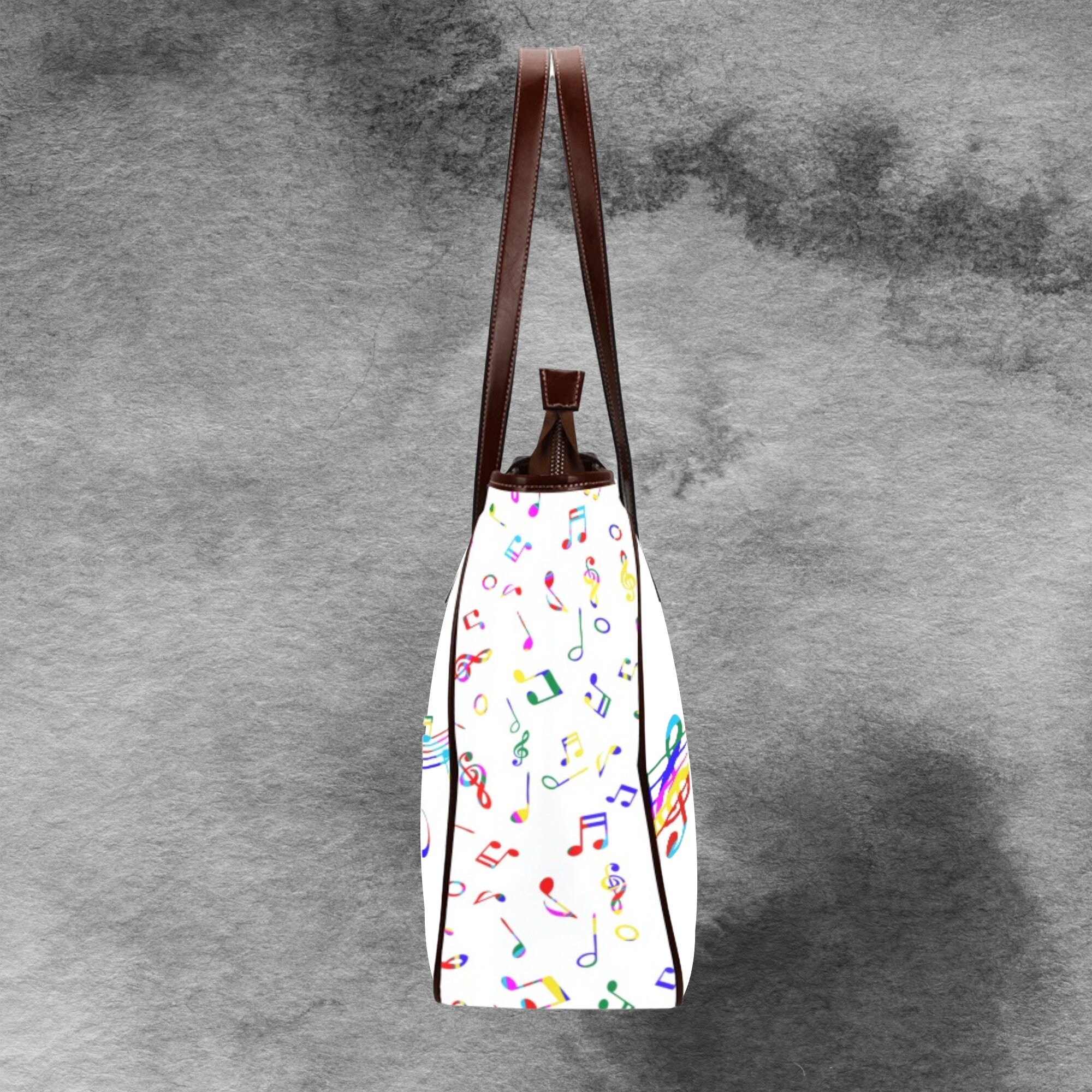 Music themed Large canvas tote bag in black or white, Colorful music ...