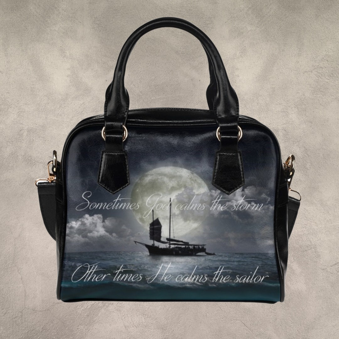 Sometimes God Calms the Storm Faux Leather Handbag for Women, Full Moon ...
