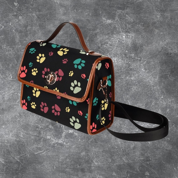 Satchel Handbag With Dog Paw Print Pattern and Should Strap - Etsy