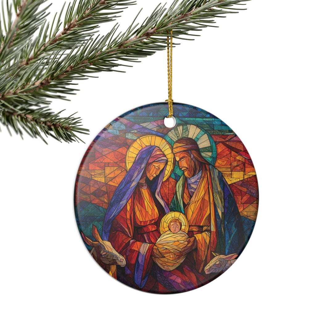 Ceramic Nativity Ornament: Christmas Tree Decoration, Religious ...