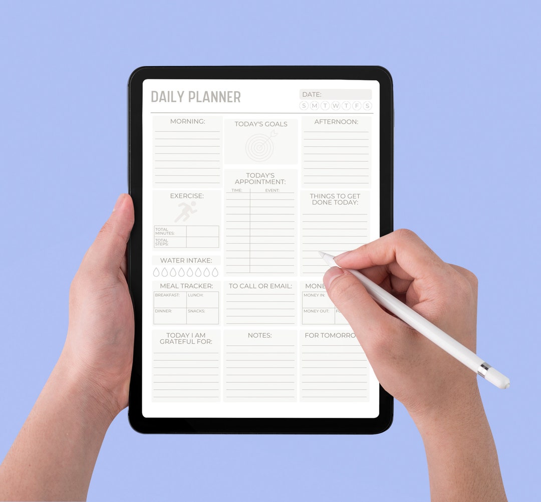 Daily Digital Planner, Printable Daily Planner, iPad Planner, Instant ...