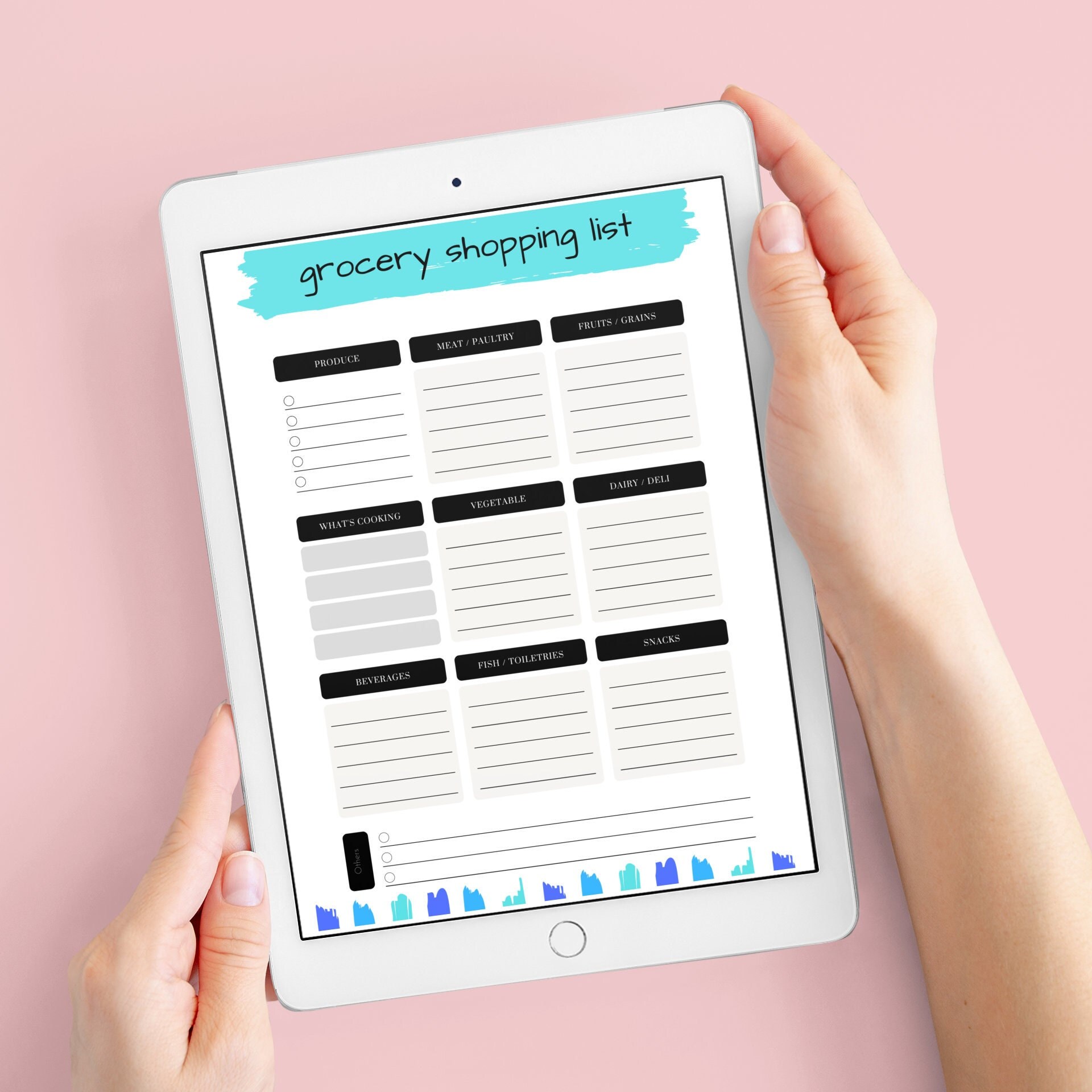 Shopping Digital Planner, Printable Grocery Planner, iPad Planner ...