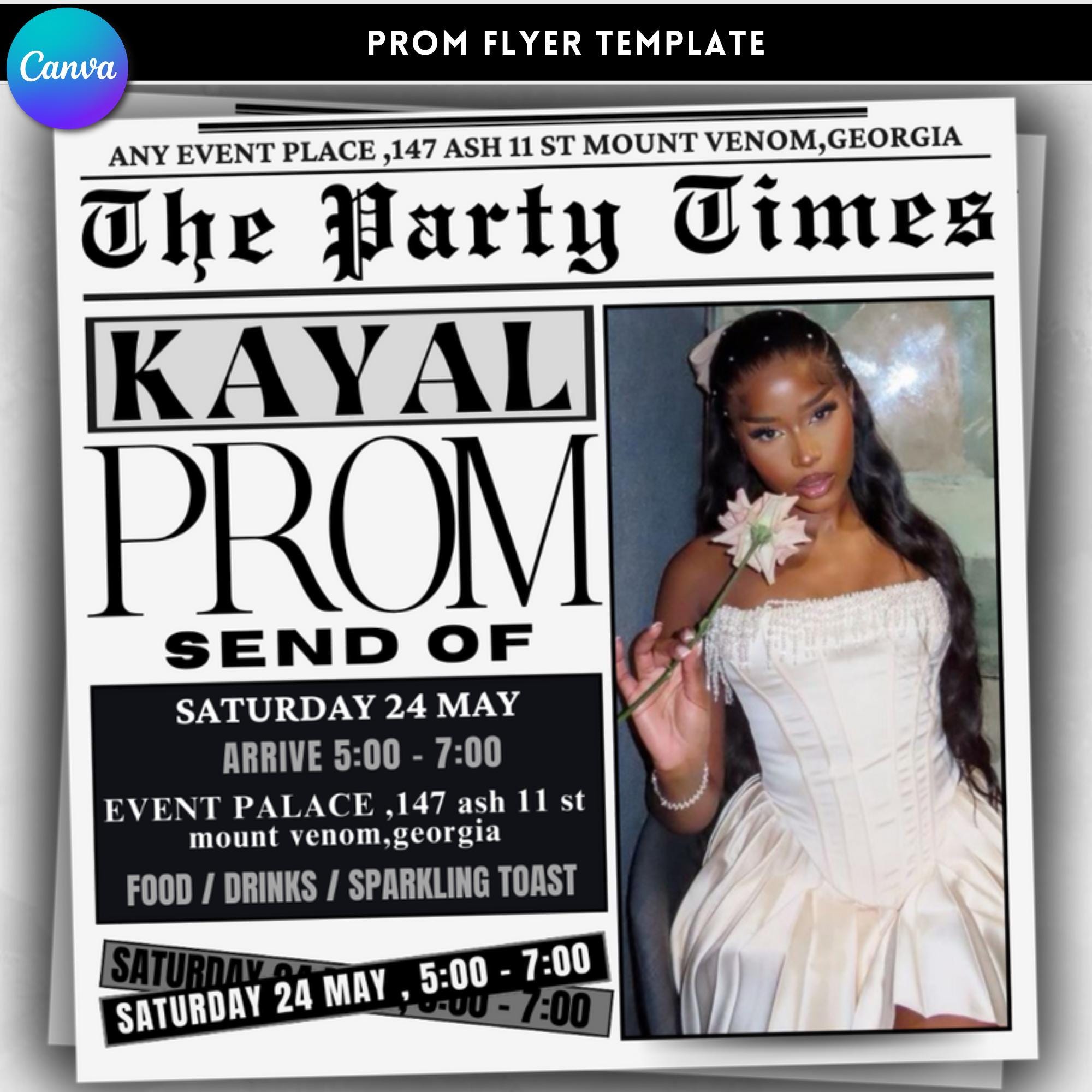 Newspaper Prom Flyer Template: Editable Event Poster (canva) - Etsy