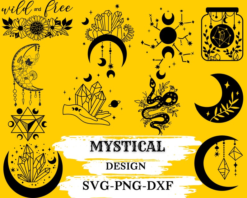 Crystal Svg , Gothic Svg , Mystical Svg , Moon Svg , Crystal Moon Svg ...