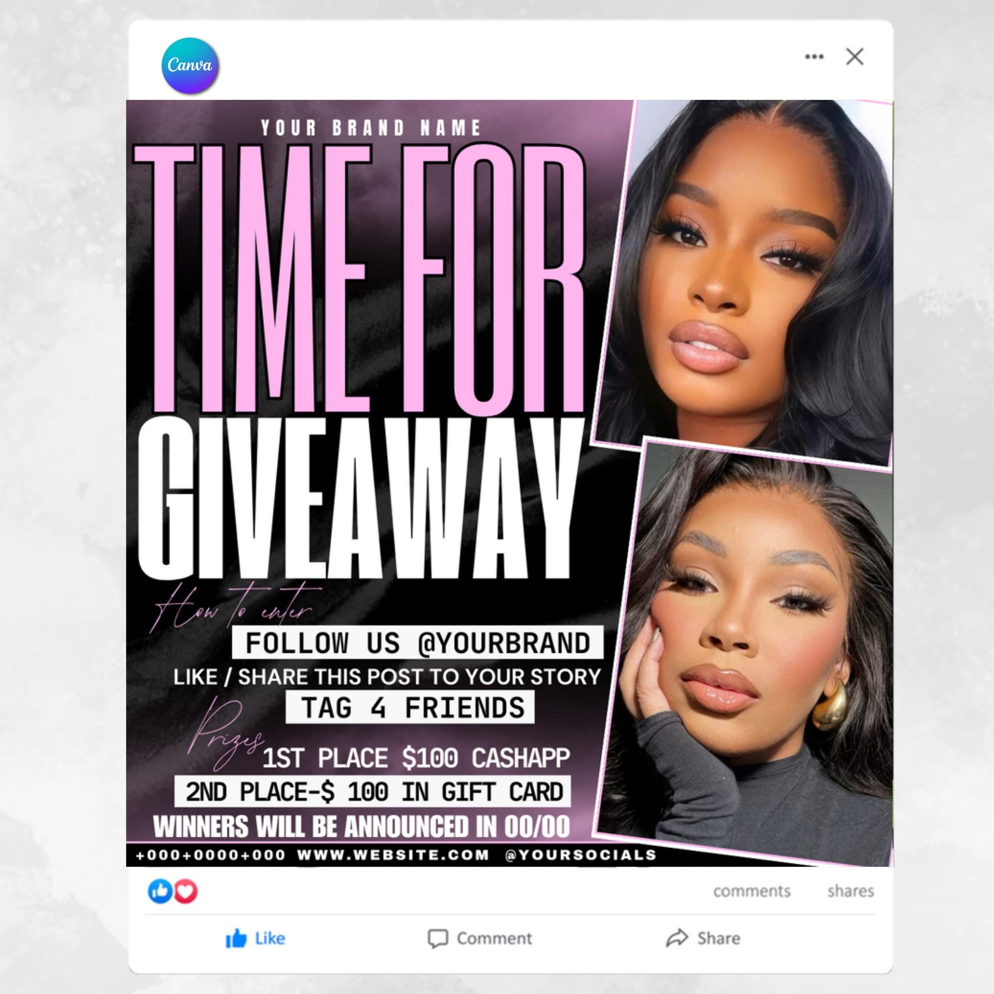 Salon Raffle Flyer Template: Editable Canva Design (digital Download ...