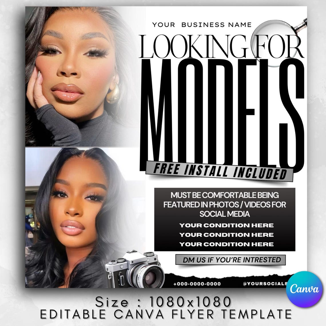 Hair Model Call Flyer Template: DIY Beauty Business (canva Editable ...