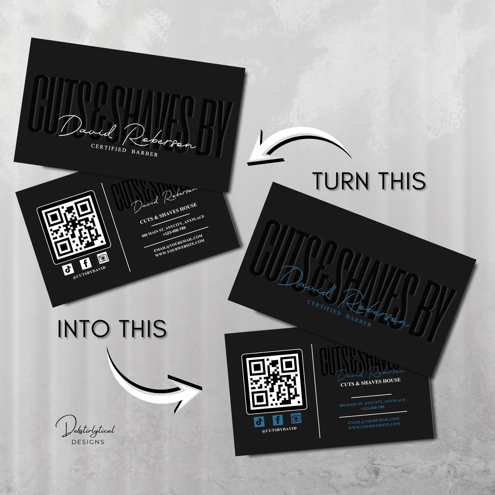 Modern Barber Business Card Template | Editable Canva Design - Etsy
