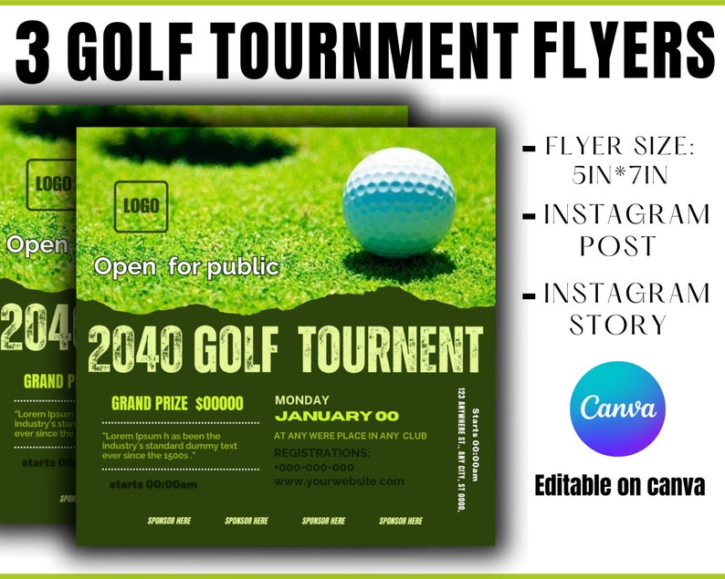 Golf Flyer Template, Golf Tournament Event Instagram Post, Golf ...