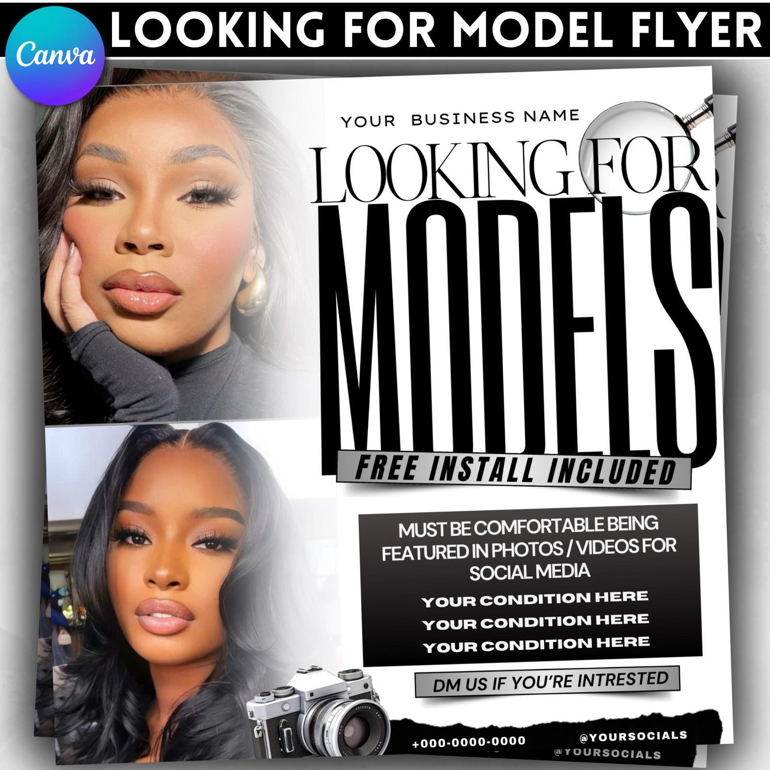 Hair Model Call Flyer Template: DIY Beauty Business (canva Editable ...