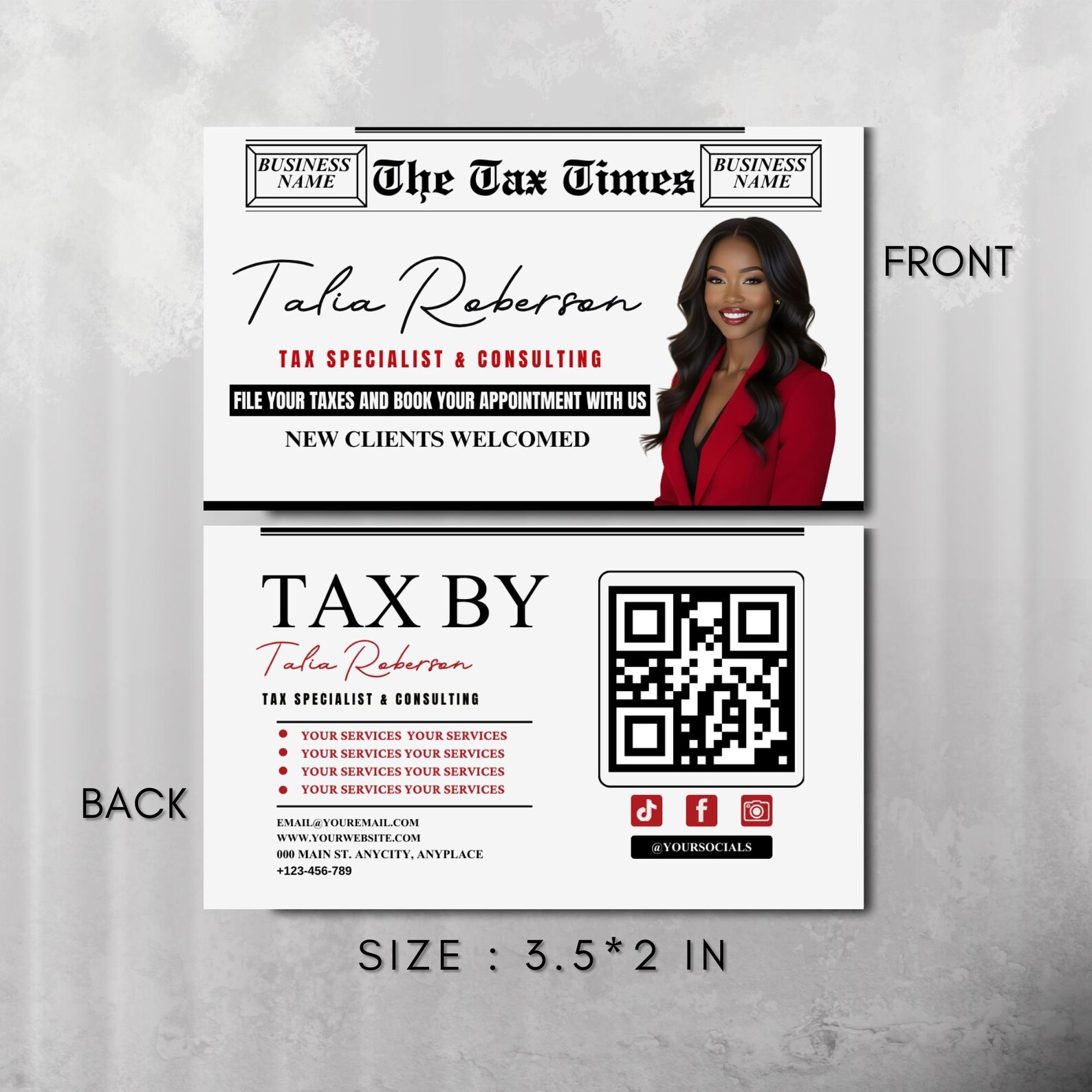 Tax Business Card Template | Professional Tax Card | Editable Canva ...