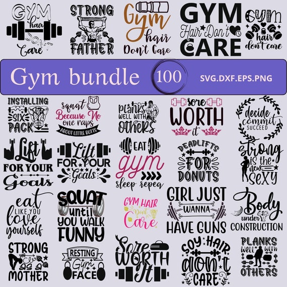 Gym Svg Bundle Gym Cut File Clipart Silhouette Cricut - Etsy