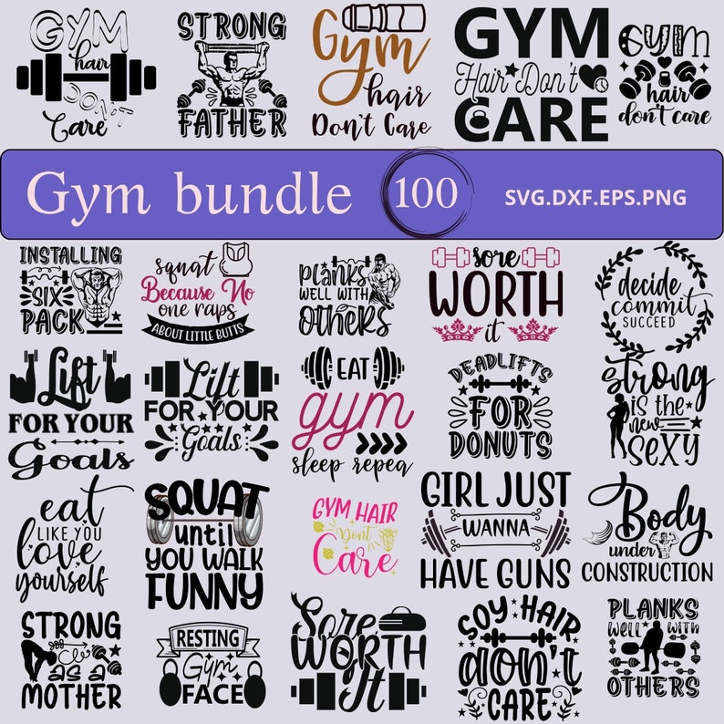 Gym Svg Bundle Gym Cut File Clipart Silhouette Cricut - Etsy