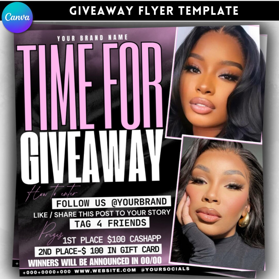 Salon Raffle Flyer Template: Editable Canva Design (digital Download ...