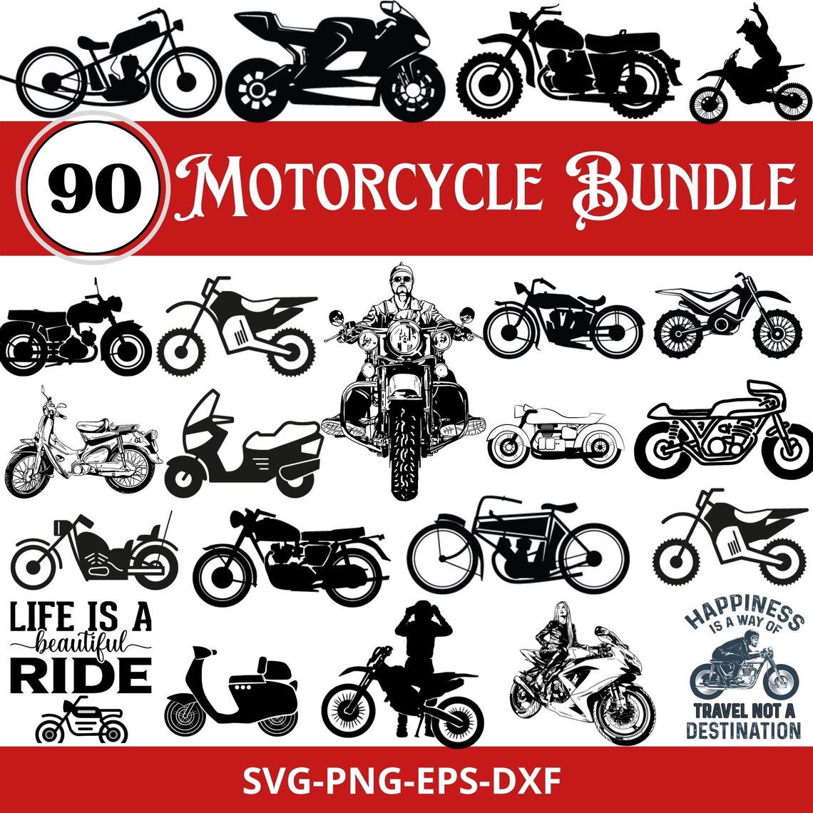 Motorcycle Bundle Svg, Motor Bike Svg, Motorcycle Clipart, Biker Logo ...